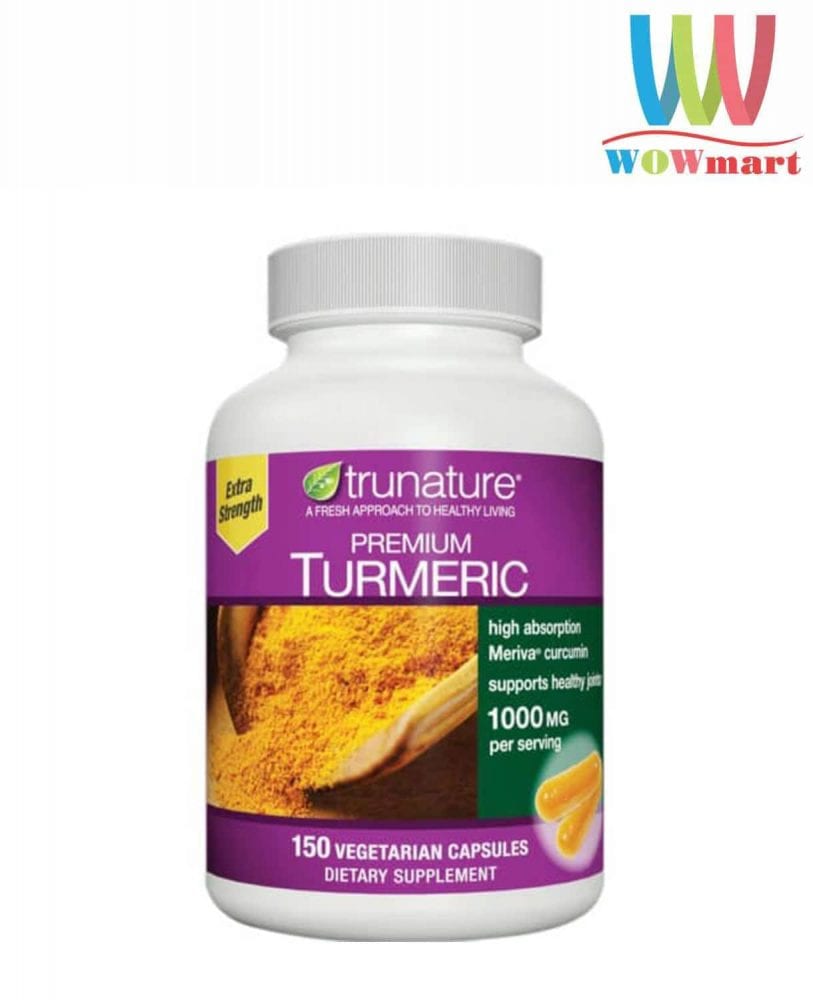 Hỗ trợ hệ miễn dịch toàn diện trunature Premium Turmeric 1,000mg 150 ...