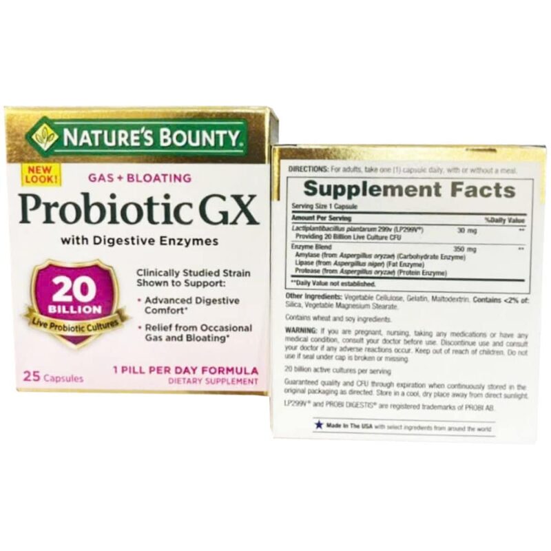 Hỗ trợ hệ tiêu hóa và đường ruột Nature’s Bounty Probiotic GX 25 ...