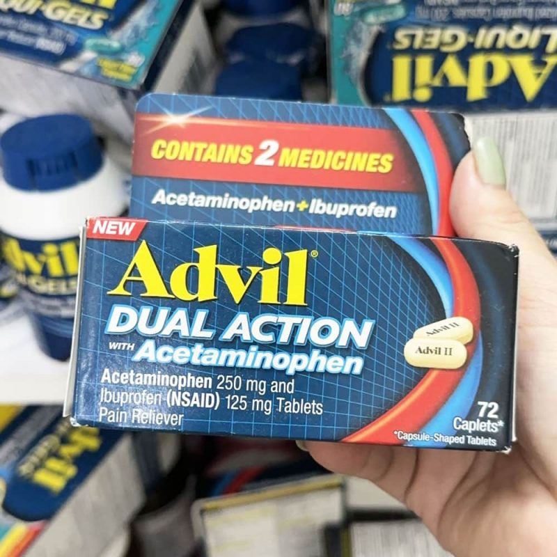 Viên uống Advil Dual Action Acetaminophen 250mg Ibuprofen 125mg 72 ...