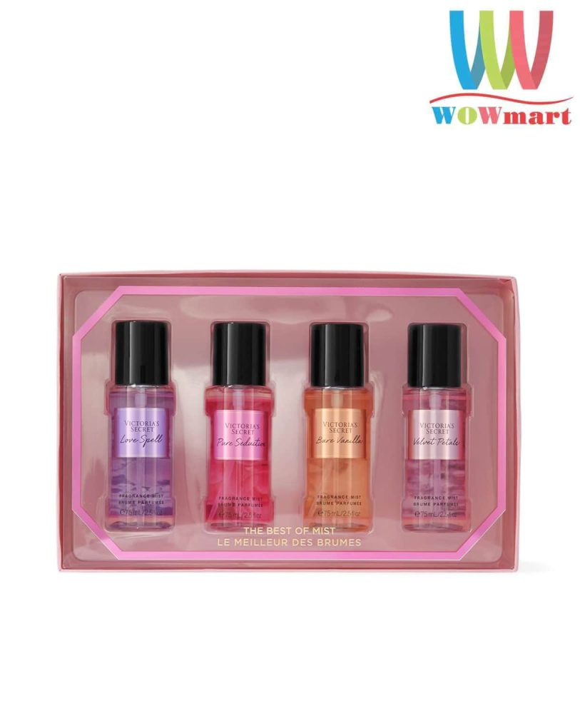 Set 4 xịt thơm Victoria’s Secret Fragrance Mist 75ml (Love Spell, Pure Seduction, Bare Vanilla ...