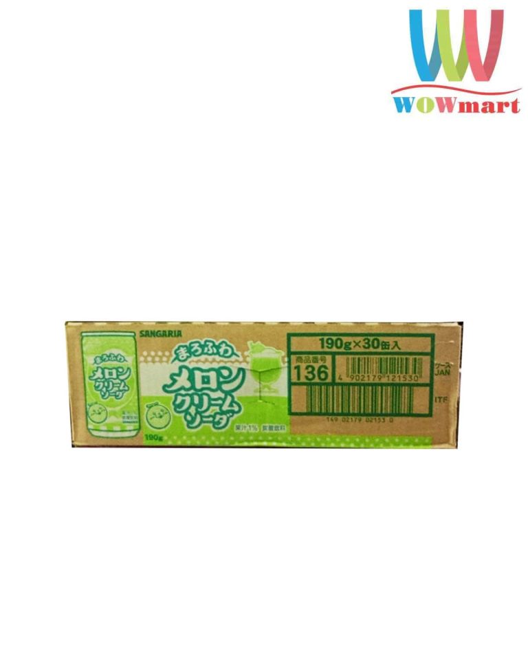 Thùng nước ngọt Soda Nhật Sangaria Melon Soda vị dưa lưới 190g x30 lon - Wowmart VN | 100% hàng ...