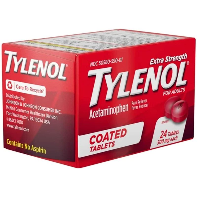 Viên uống Tylenol Acetaminophen Extra Strength 500mg 24 Coated Tablets ...