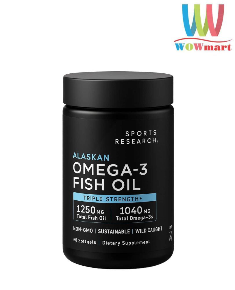 Dầu cá Sports Research Alaskan Omega-3 Fish Oil Triple Strength 60 Softgels - Wowmart VN | 100% ...